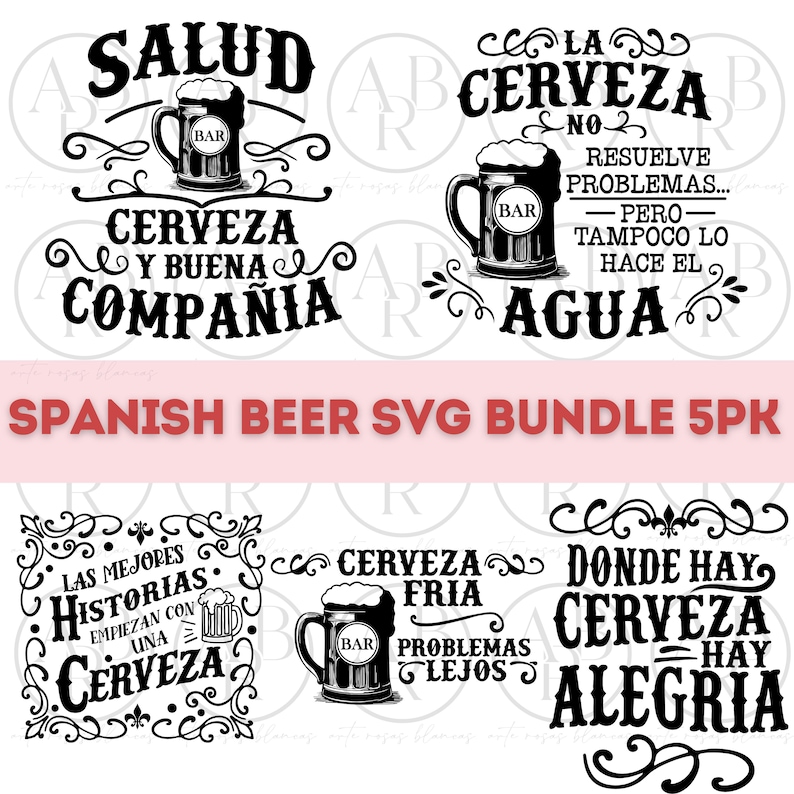 Beer Quotes SVG Bundle in Spanish | Spanish Svg Bundle | Spanish Beer ...