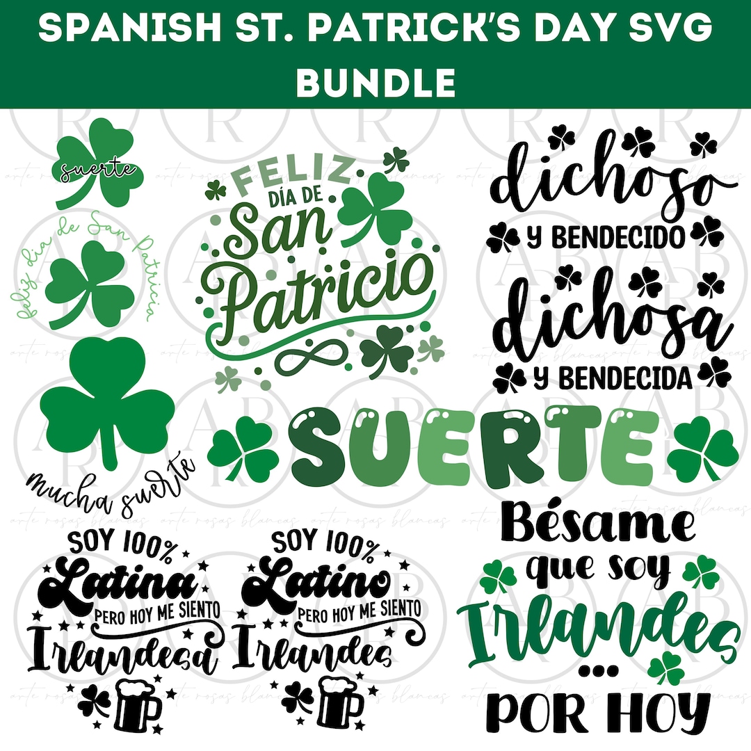 Spanish St. Patrick's Day Svg Bundle 8PK | Spanish Svg | Spanish Png St ...