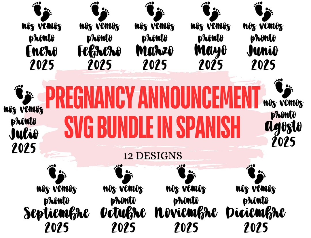 New Baby Pregnancy Announcement in Spanish SVG Bundle Spanish Svg ...