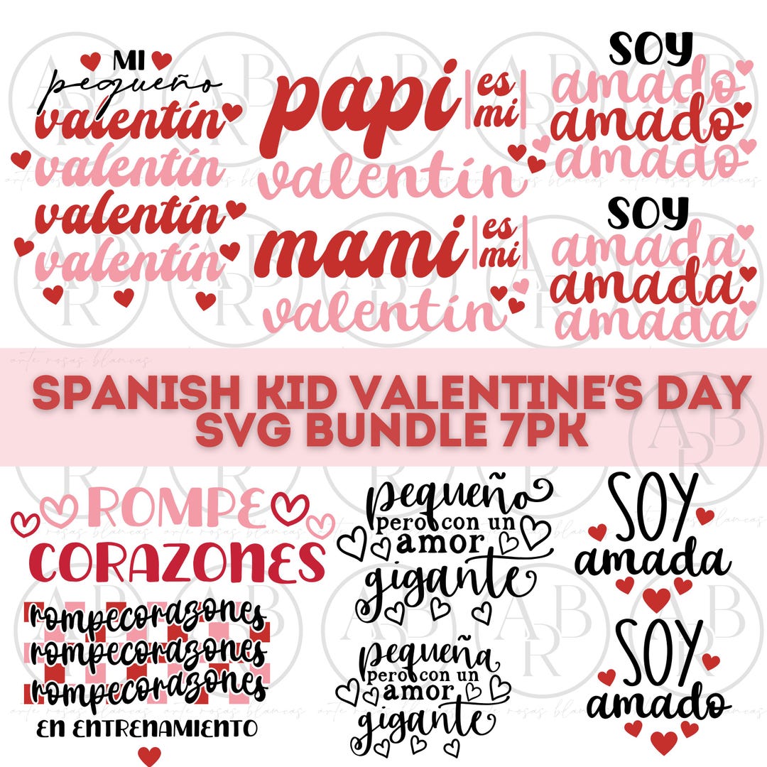 Spanish Kids Valentine's Day Svg Bundle | Valentine's Day Onesie Svg ...