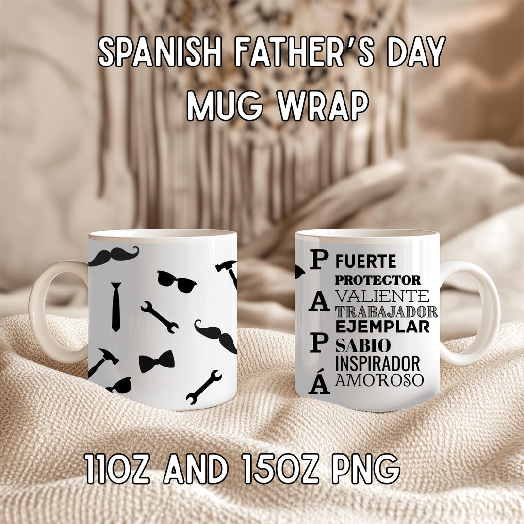 Spanish Father's Day Mug Wrap PNG | Dad Phrases in Spanish Mug Wrap ...
