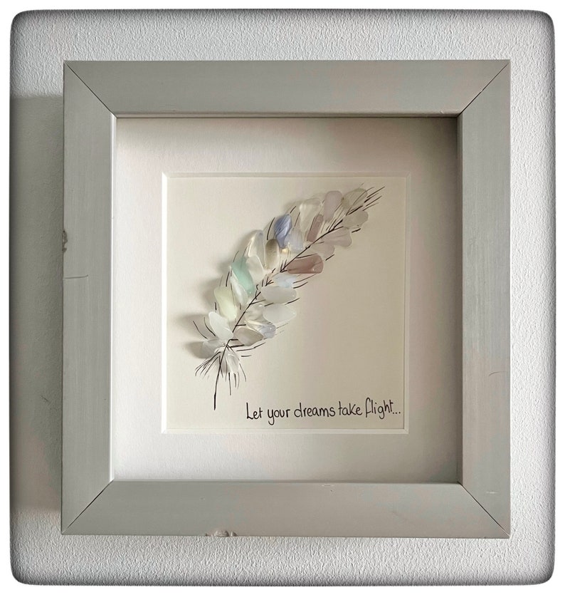 Feather / Dreams Sea Glass Picture - Etsy UK
