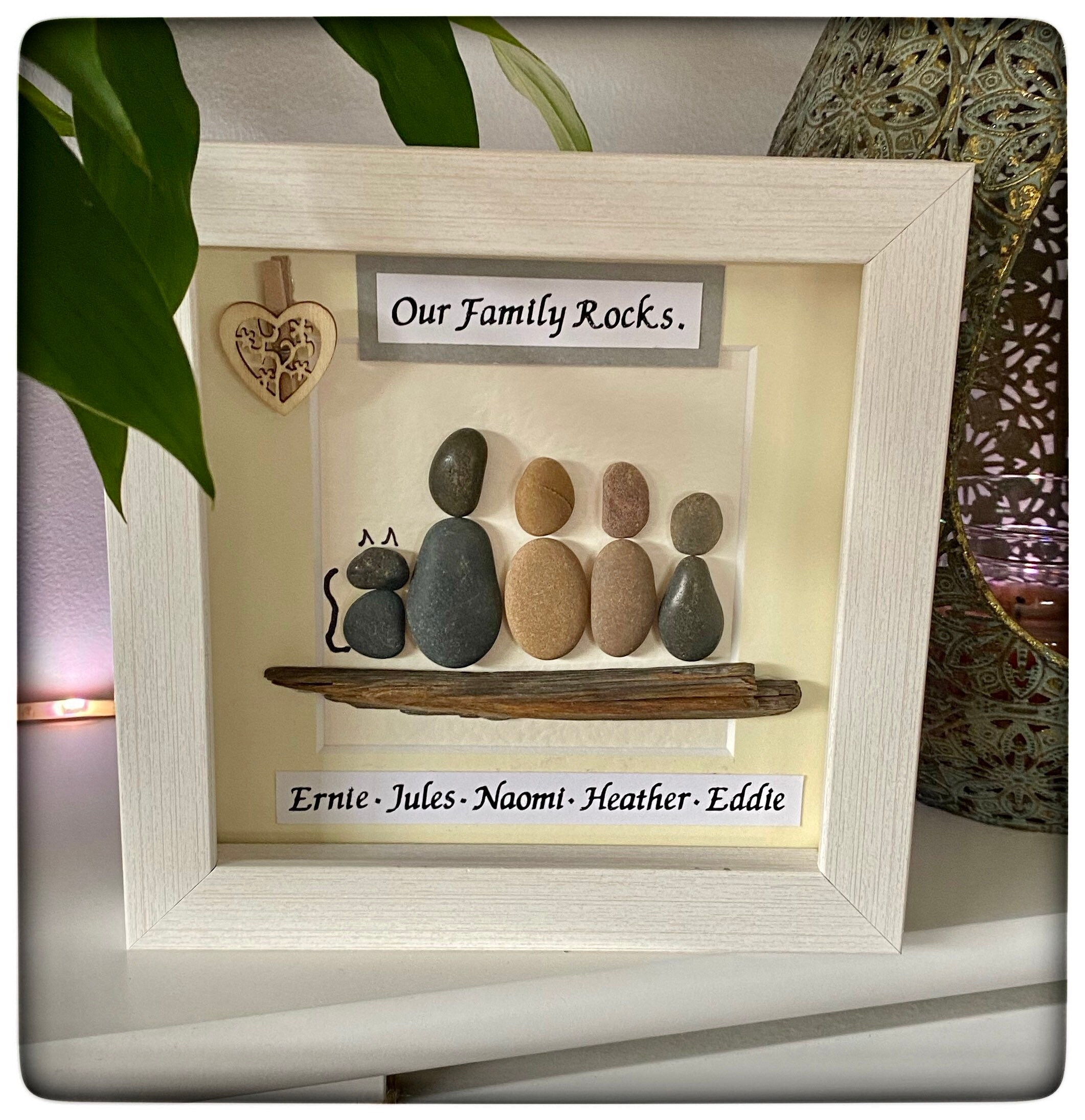 Our Family rocks with names pebble art picture | Etsy