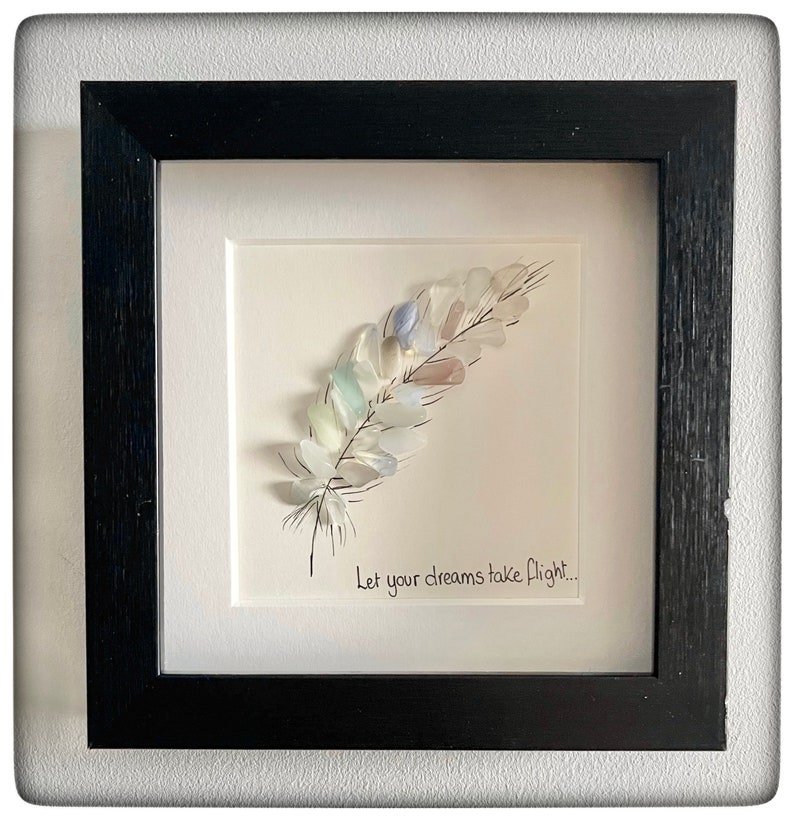 Feather / Dreams Sea Glass Picture - Etsy UK