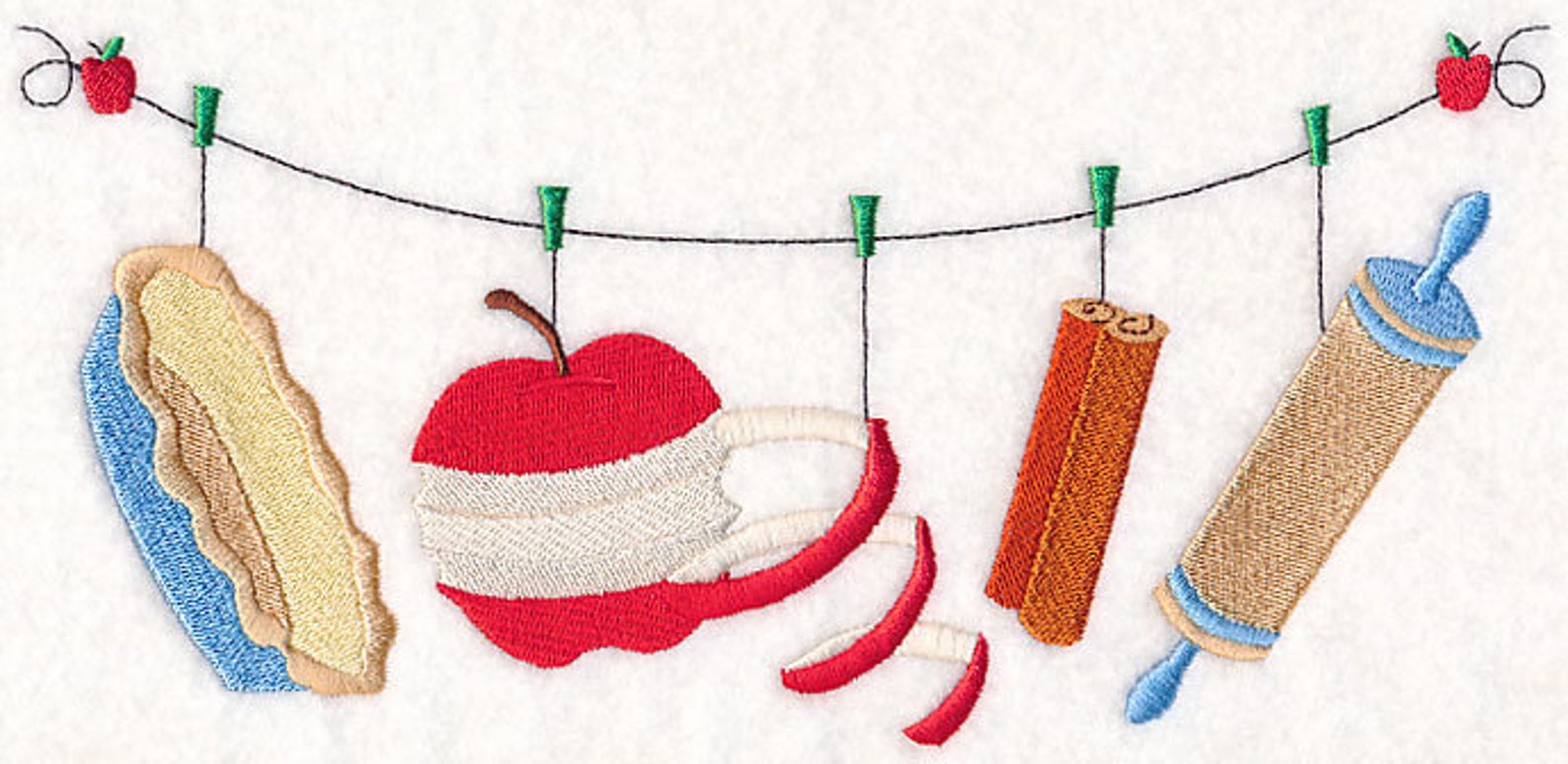 Apple Pie Clothesline Embroidered Towel Flour Sack Towel Kitchen Towel ...