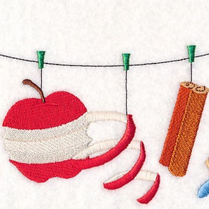 Apple Pie Clothesline Embroidered Towel Flour Sack Towel Kitchen Towel ...