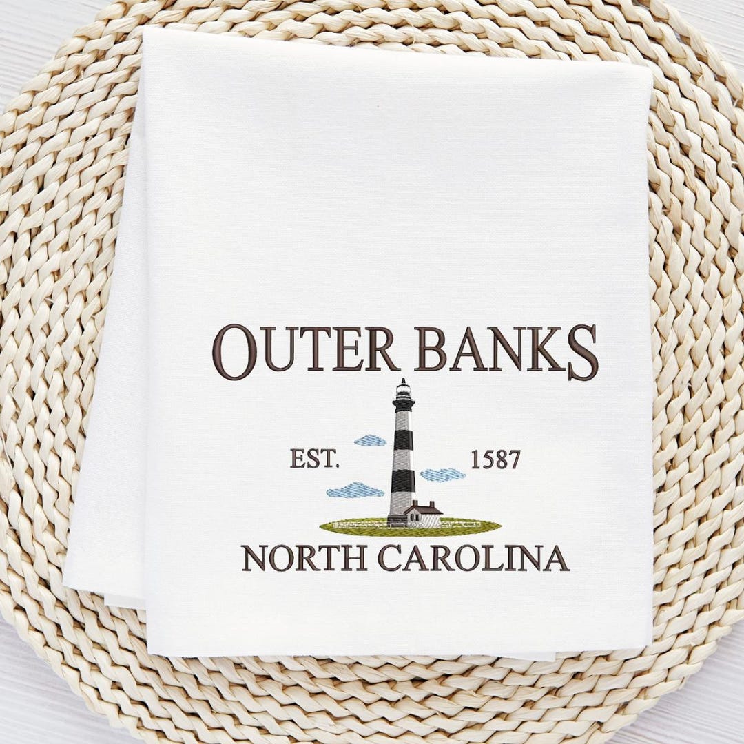 Outer Banks Embroidered Towel, Flour Sack Towel, Kitchen Towel, Hand ...