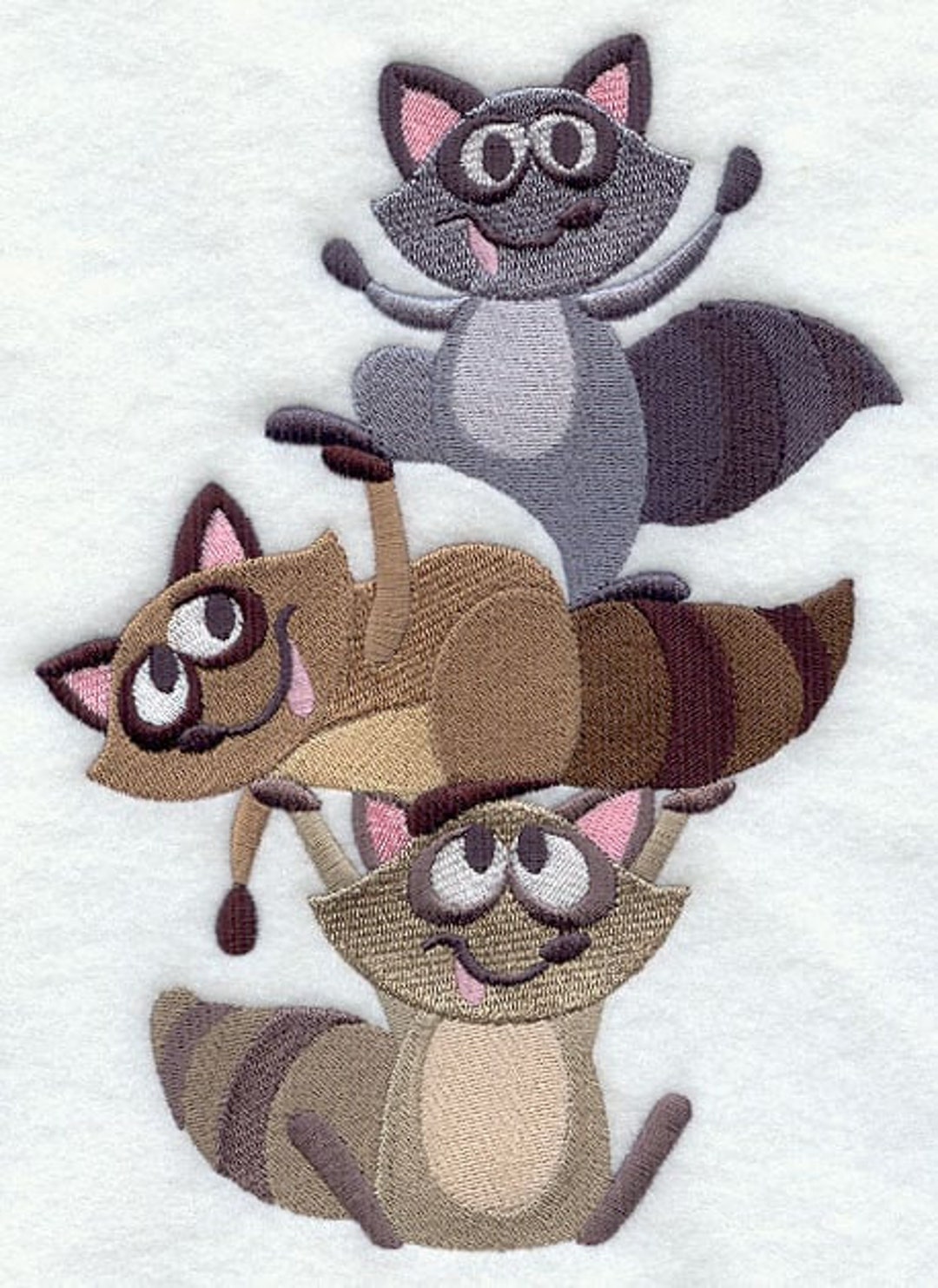 Raccoon Stack Embroidered Towel Flour Sack Towel Kitchen Towel Hand ...