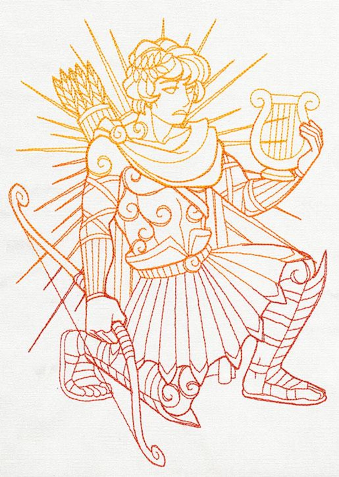 Greek God Apollo God of Light and Reason, Embroidered Towel, Flour Sack ...