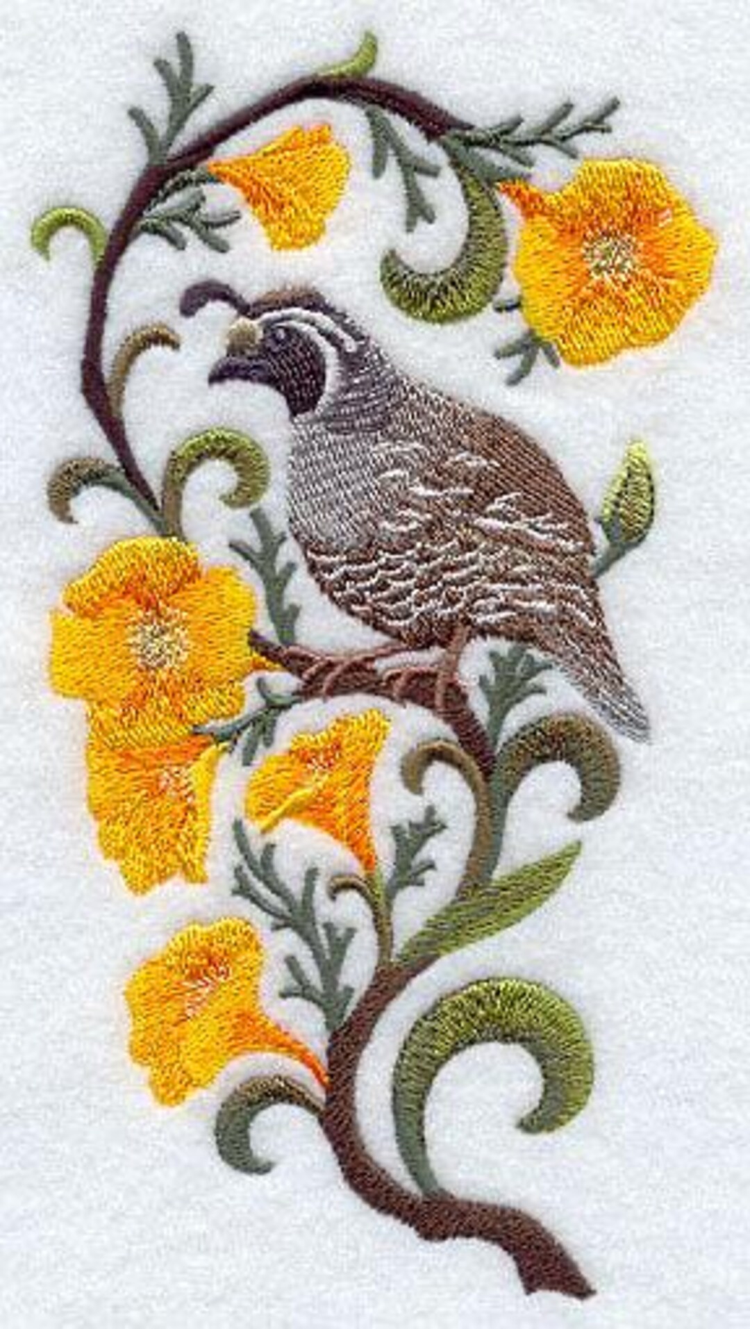 California Quail State Bird, Embroidered Towel, Flour Sack Towel ...
