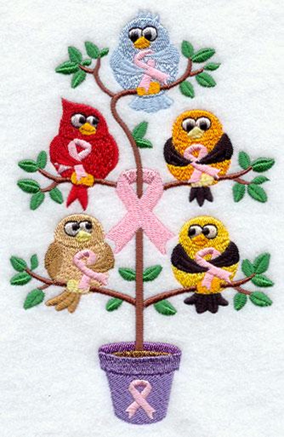 Awareness Ribbon Tree, Embroidered Towel, Flour Sack Towel, Kitchen ...