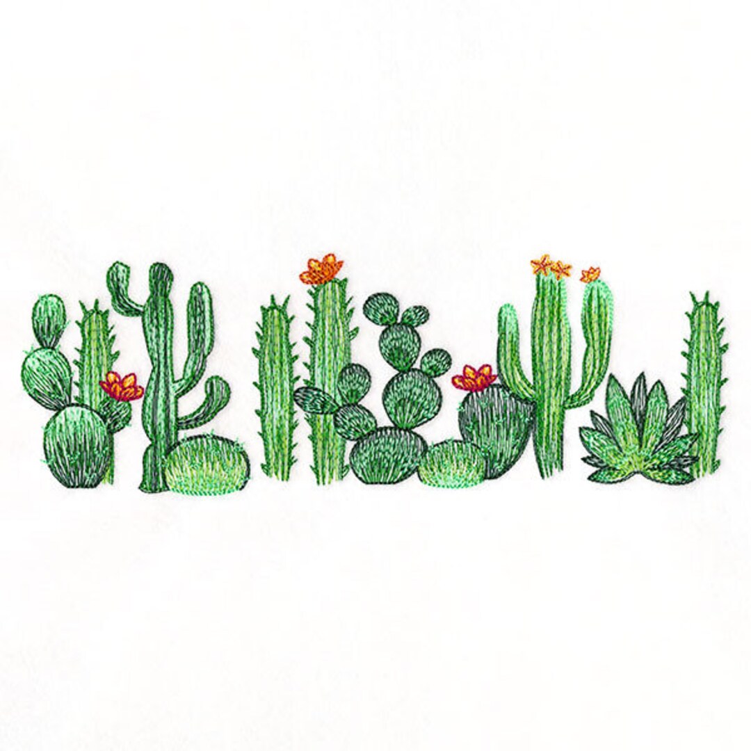 Southwest Cactus Border Embroidered Towel Flour Sack Towel - Etsy