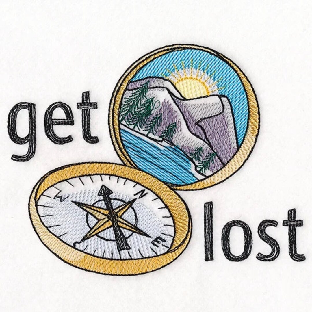 Get Lost Compass Embroidered Towel Flour Sack Towel Kitchen Towel Hand ...
