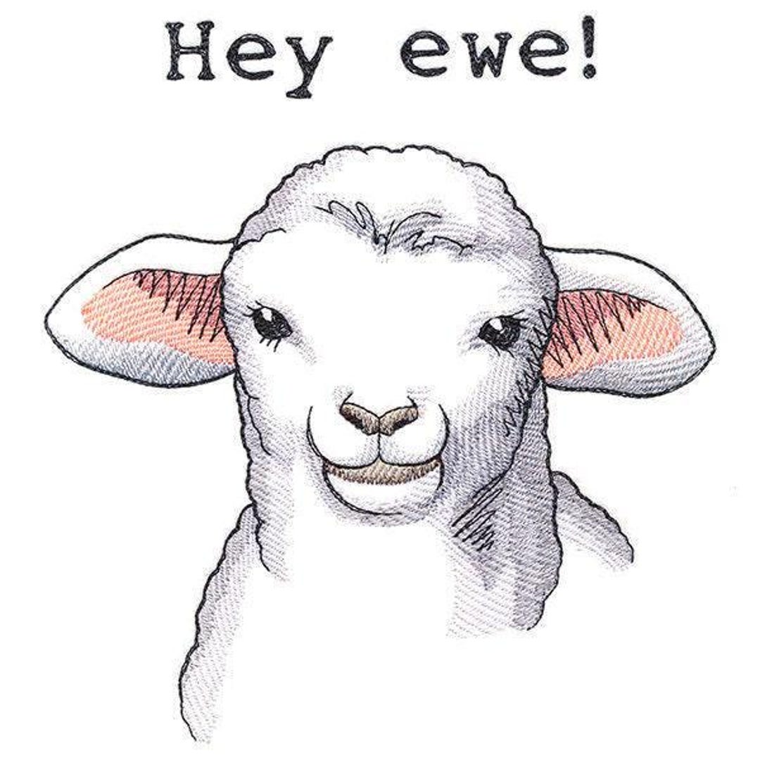 Hey Ewe Sheep Embroidered Towel, Flour Sack Towel, Sheep Kitchen Towel ...