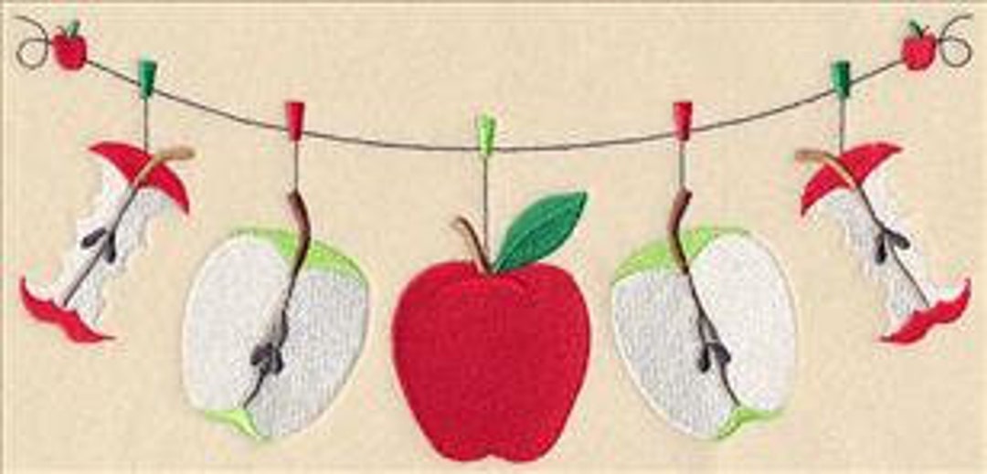 Apple Pickin' Clothesline Embroidered Towel Flour Sack Towel Kitchen ...