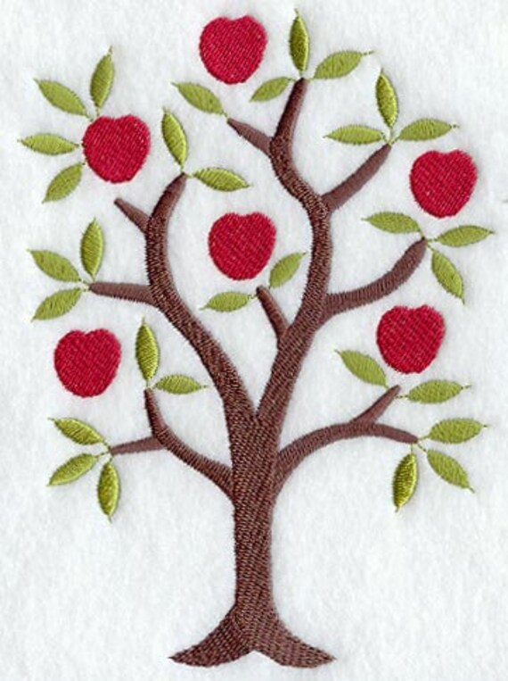Apple Tree Embroidered Towel Flour Sack Towel Kitchen Towel - Etsy