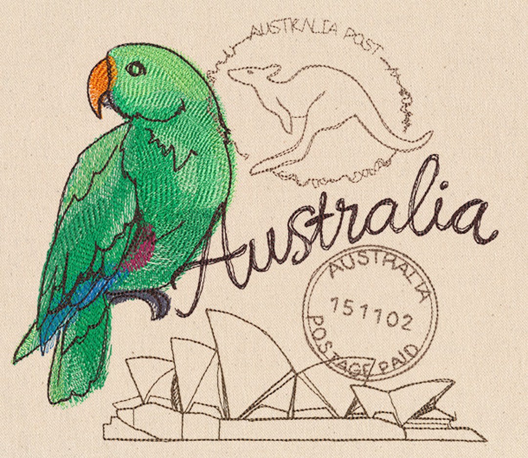 Passport to Australia Embroidered Towel Flour Sack Towel Kitchen Towel ...