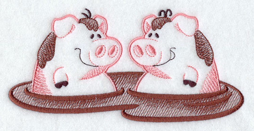 Best Friends Pigs Embroidered Towel Flour Sack Towel Kitchen Towel Hand ...