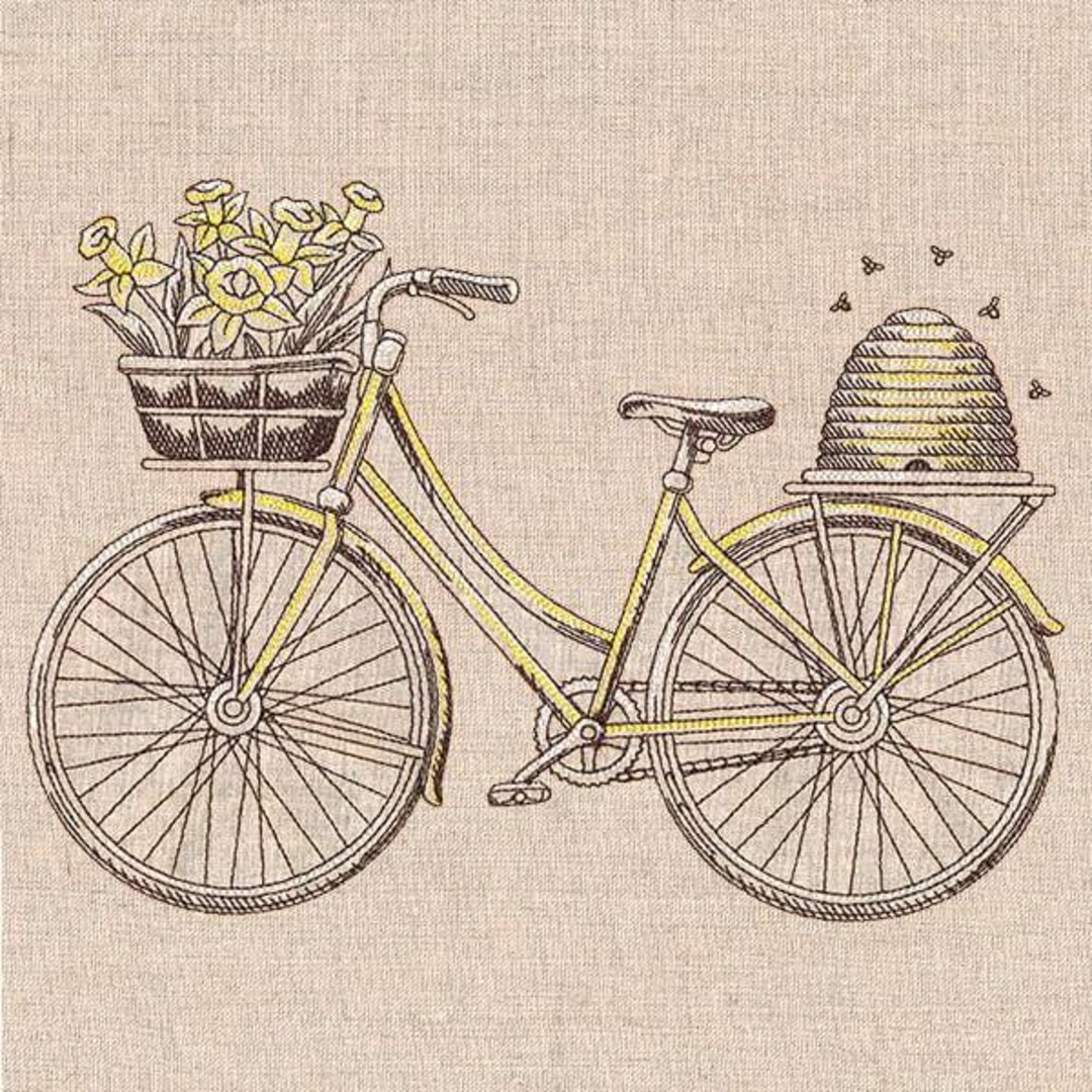Honey and Hive Market Bicycle, Embroidered Towel, Flour Sack Towel ...