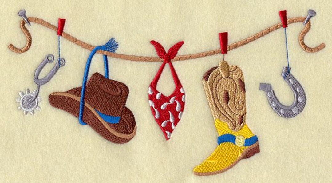 Rodeo Clothesline Embroidered Towel, Flour Sack Towel, Kitchen Towel ...