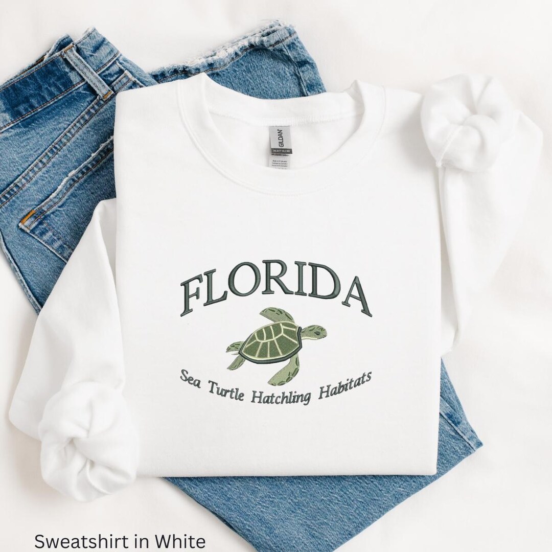 Florida Sea Turtle Hatchling State Embroidered Sweatshirt | Sweatshirt ...