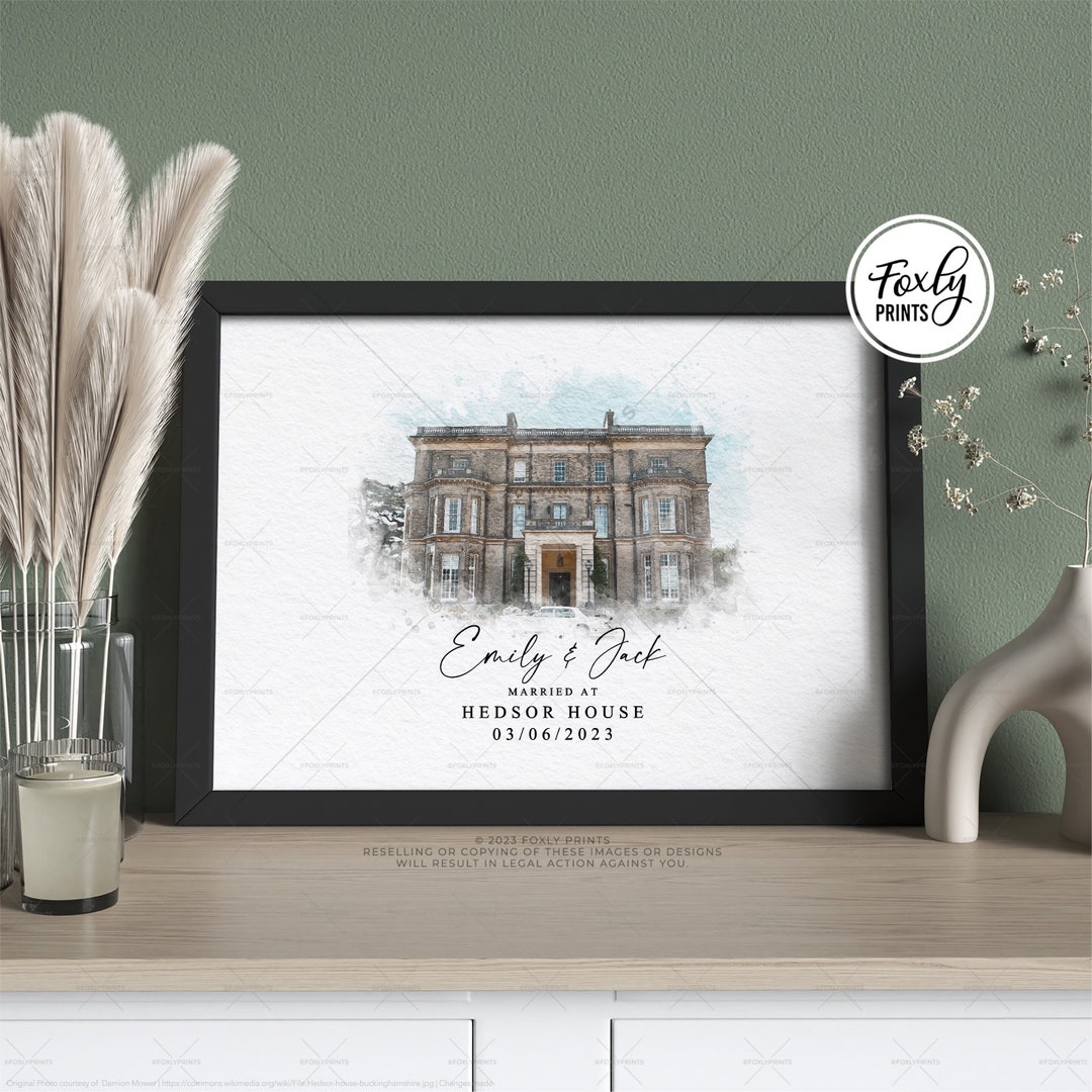 Personalised Wedding Venue Watercolour Painting | Wedding Gift for ...