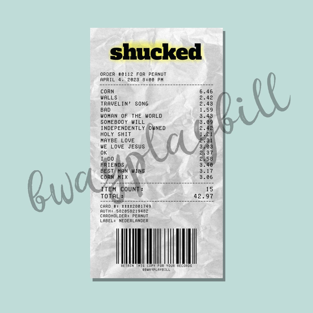 Shucked Broadway Musical Album Receipt Sticker - Etsy