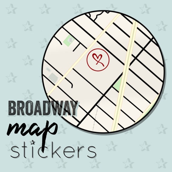 Broadway Theatre Map Stickers New York Musical Theater | Etsy