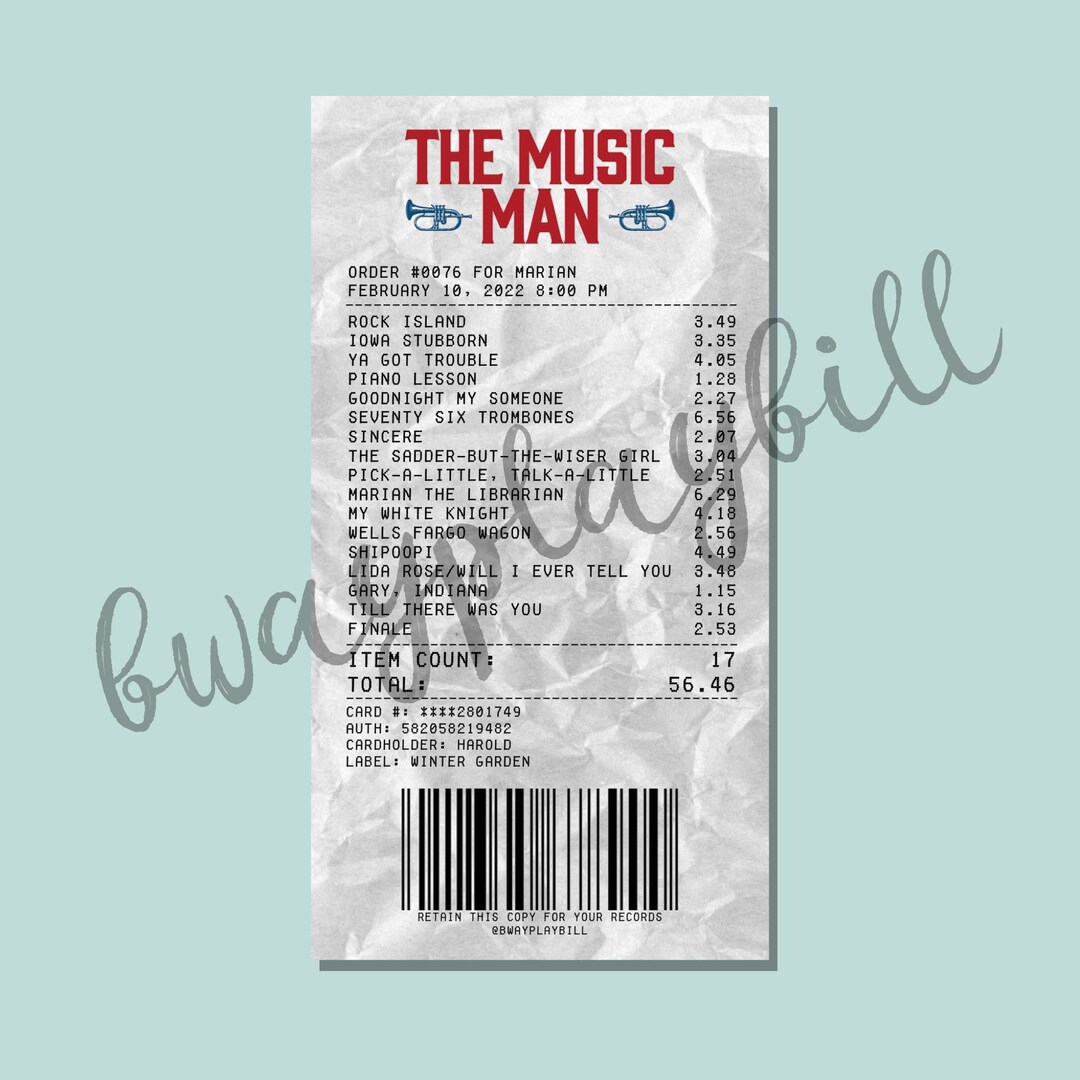 Music Man Broadway Musical Album Receipt Sticker - Etsy