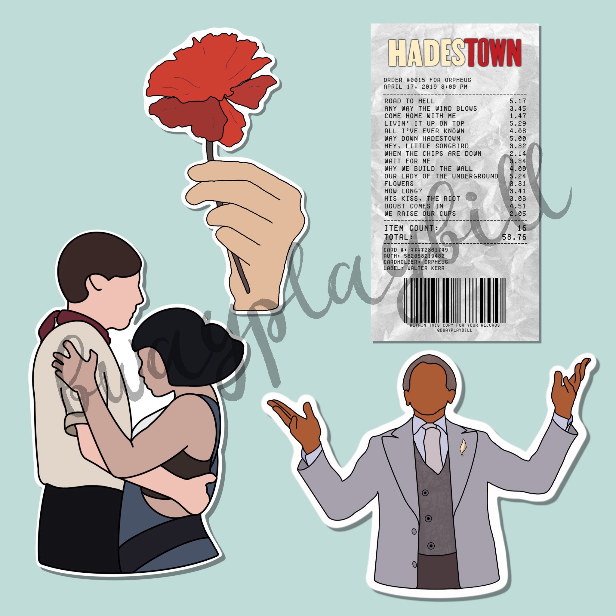 Set of 4 Hadestown Stickers