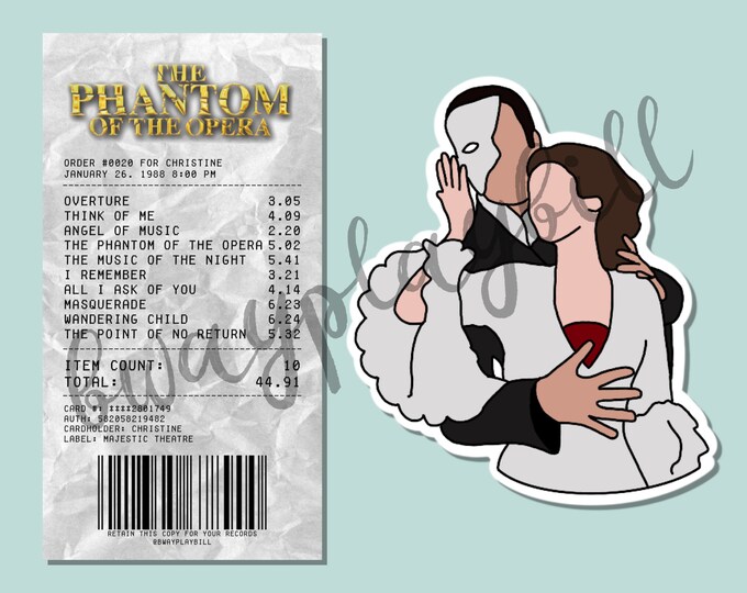 Set of 2 Phantom of the Opera Broadway Musical Theatre Stickers - Etsy