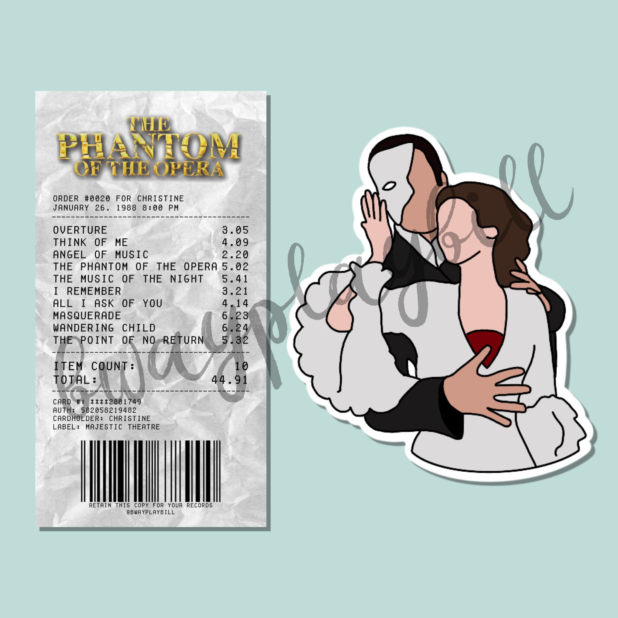 Set of 2 Phantom of the Opera Stickers