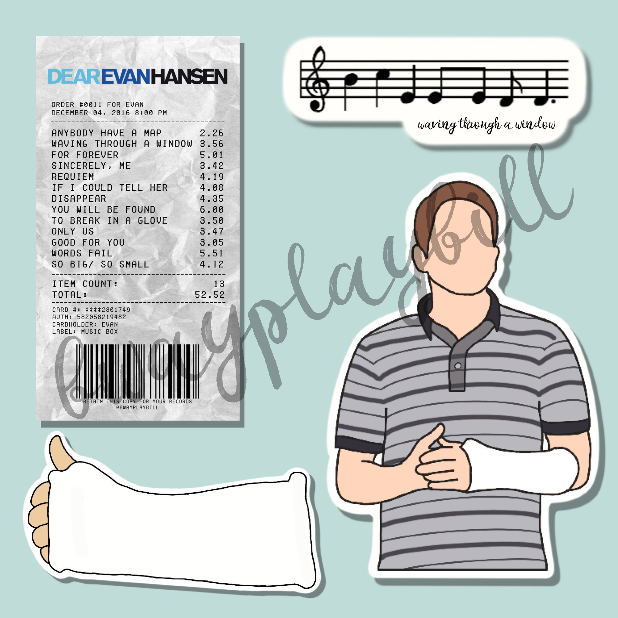 Set of 4 Dear Evan Hansen Stickers