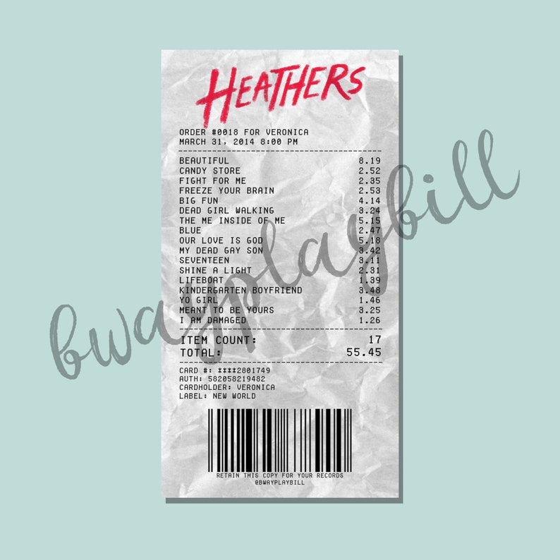 Set of 8 Broadway Musical Album Receipt Stickers: Hamilton - Etsy