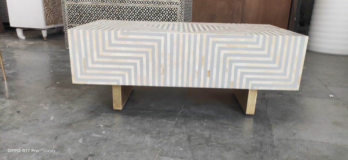 Bone Inlay Stripe Design Coffee Table Grey Bone Inlay Stripe - Etsy