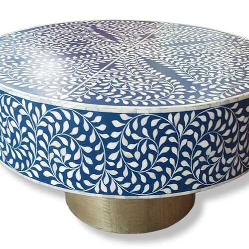 Bone Inlay Scrollvine Design Buffet Table Indigo Blue Bone - Etsy