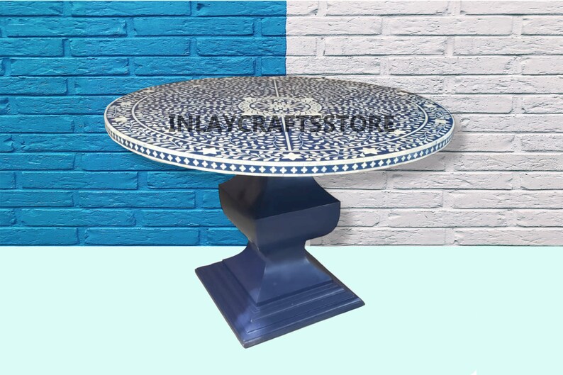 Bone Inlay Scrollvine Design Big Dining Table Blue Bone Inlay - Etsy