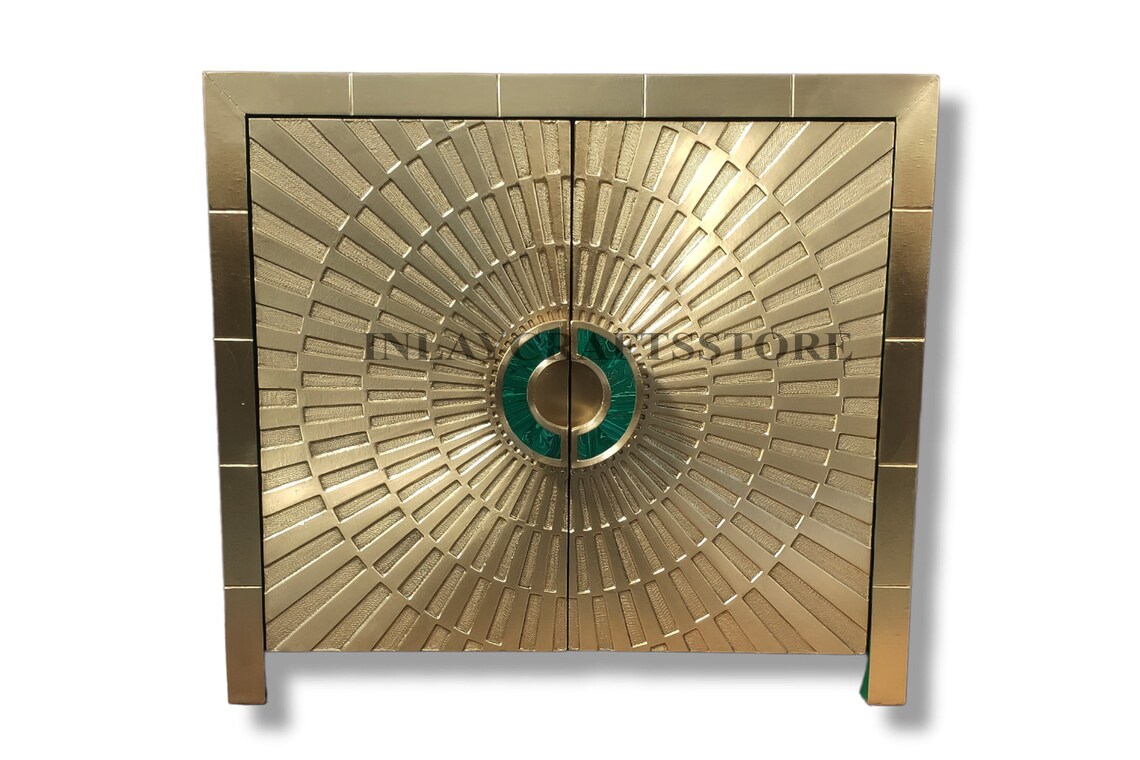 Brass Inlay Embossed Cabinet With Malachite Brass Inlay - Etsy