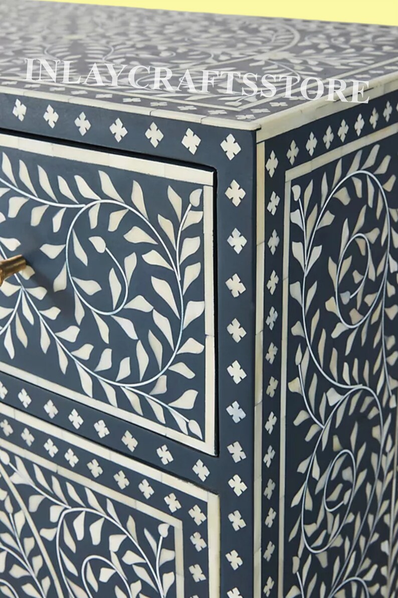 Bone Inlay Scrollvine Design Buffet Table Indigo Blue Bone - Etsy