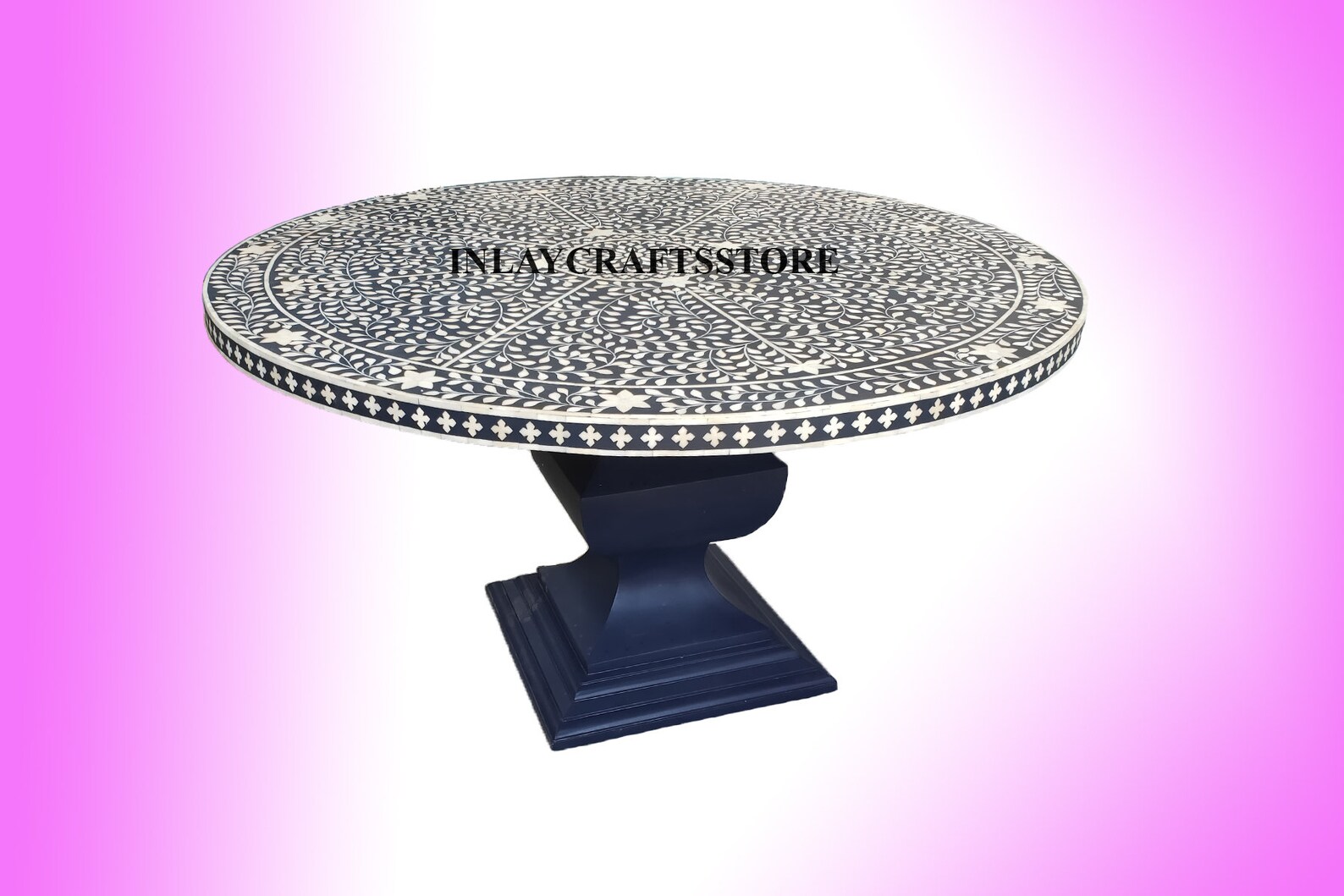 Bone Inlay Scrollvine Design Big Dining Table Blue Bone Inlay - Etsy