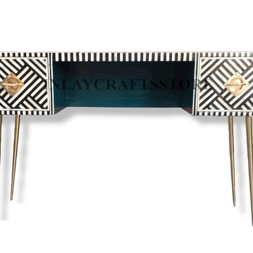 Bone Inlay Optical Design Console Table White Bone Inlay - Etsy