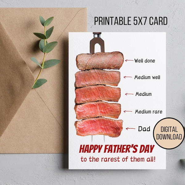 Steak Fathers Day Card - Etsy