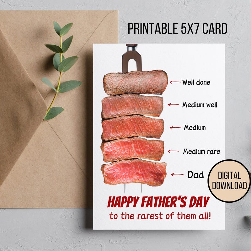 Fathers Day Card Steak Printable - Etsy Australia