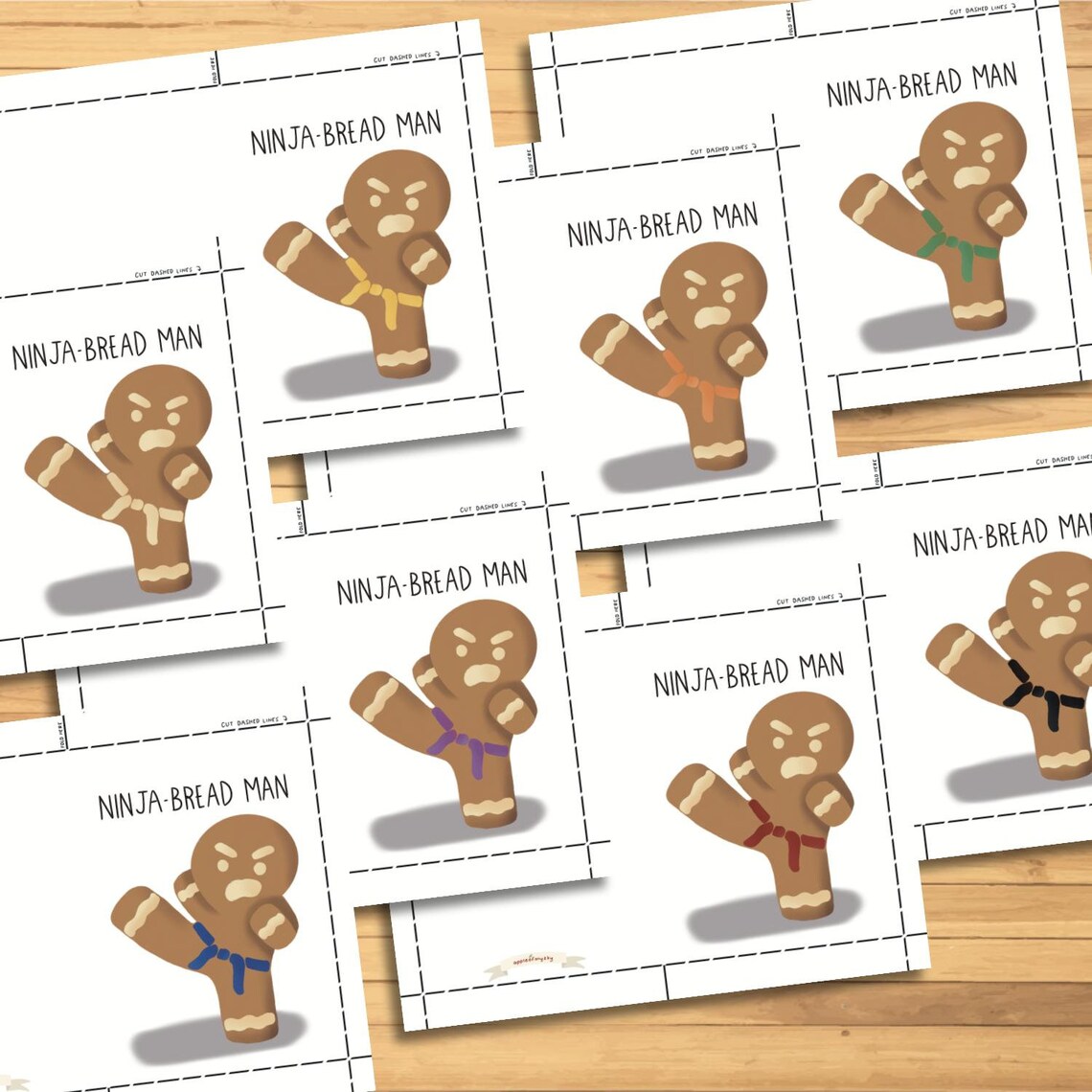 Printable Ninja Bread Man Gingerbread Man Holiday Card - Instant ...