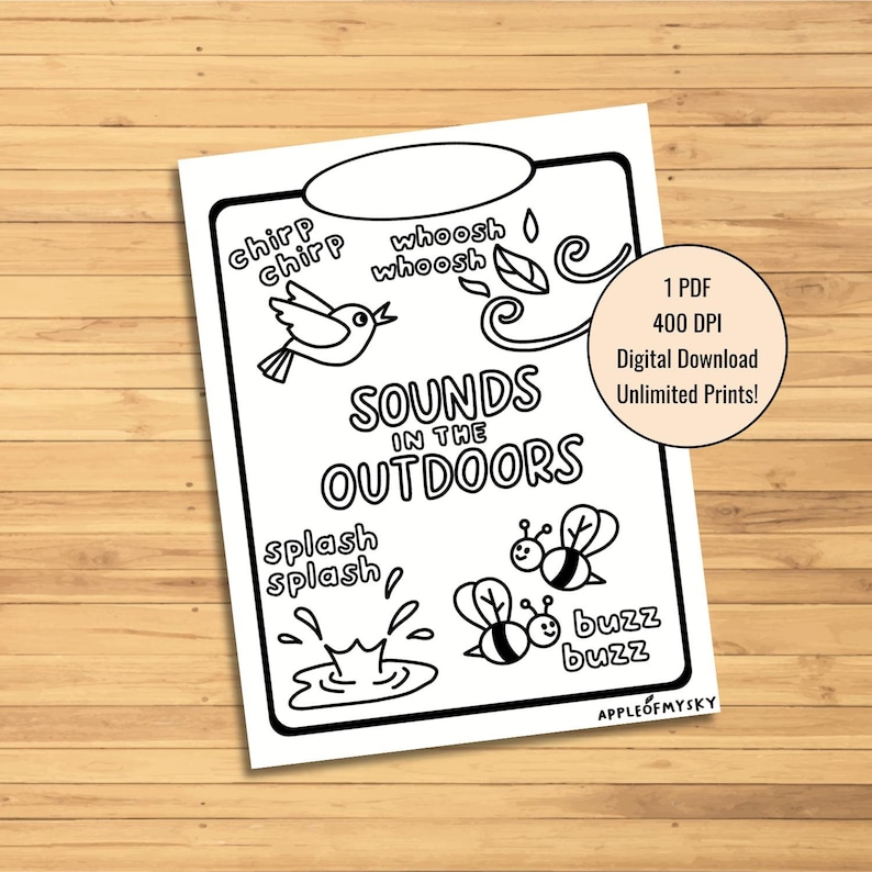Printable Audiology Coloring Page - Sounds in the Outdoors - Etsy