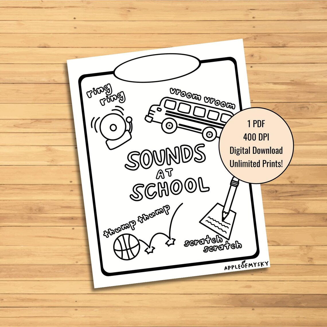 Printable Audiology Coloring Page - Sounds at School - Etsy