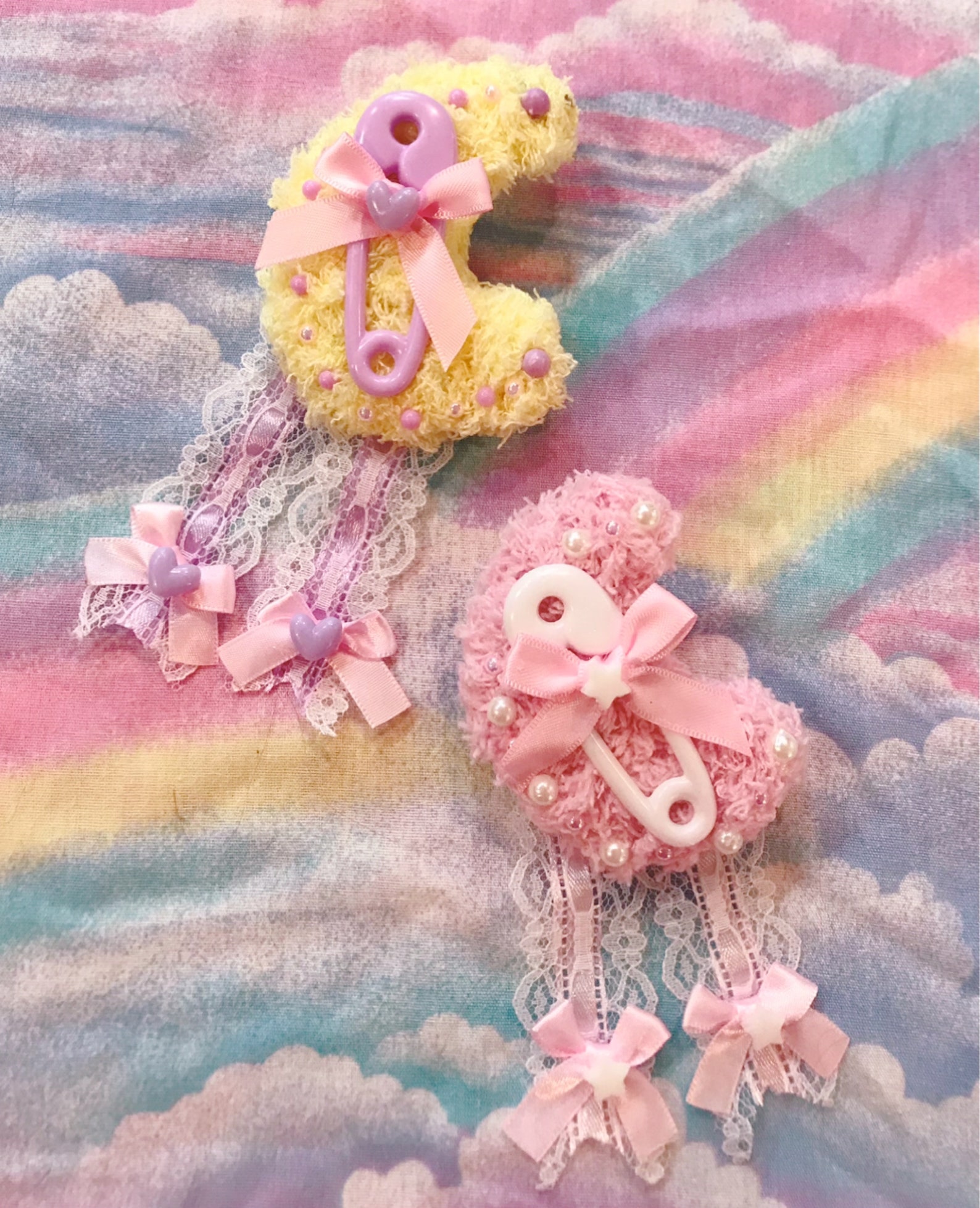 Pastel Lacey Moon Brooches - Etsy