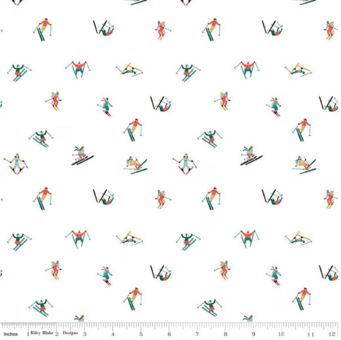 Riley Blake Ski Hill C14774 Skiers White Fabric Yardage - Etsy