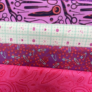Tula Pink Sewing Fabric Bundle 1 Yard Cuts Pink Swirls - Etsy