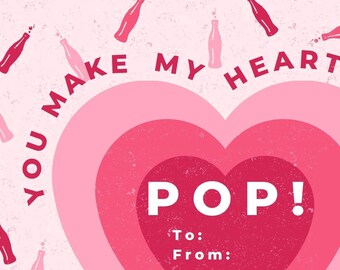 Valentine's Day Tag, You Make My Heart Pop, Valentine Gift Label, Kids ...